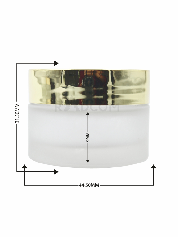 15GM Frosted Glass Jar with Plastic Gold Cap and Inner Lid | Luxurious ...