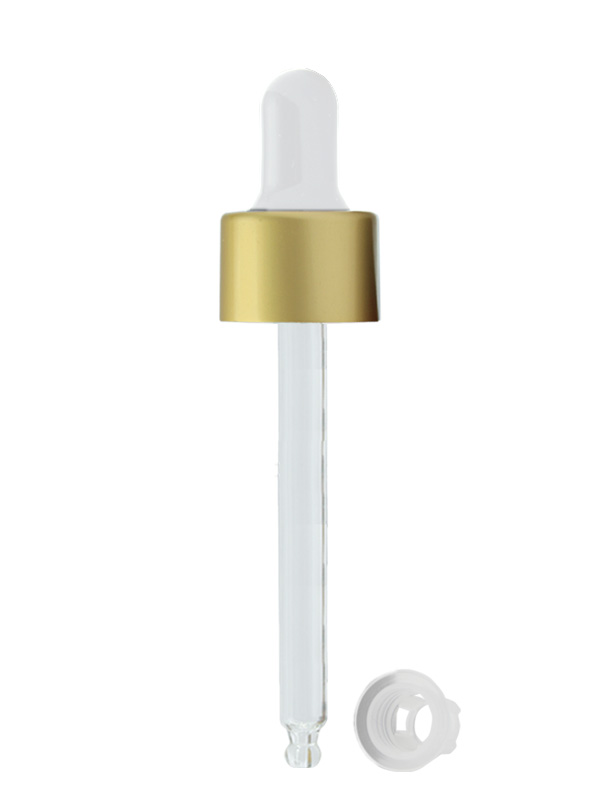 18MM Aluminum Matt Gold Dropper with Glass Tube, Silicone Rubber Teat ...