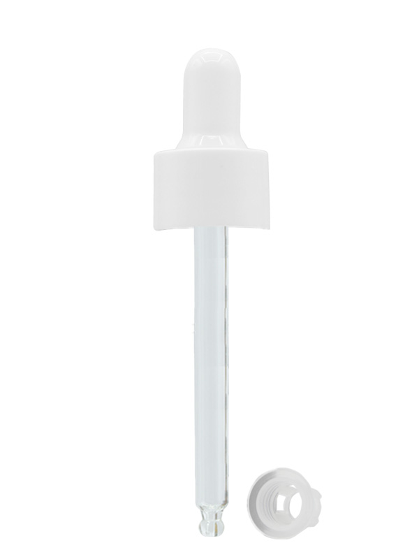 18MM PP Smooth White Dropper with Glass Tube, Silicone Rubber Teat ...