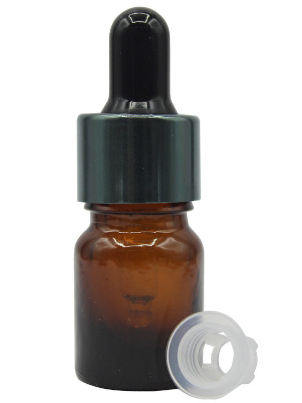 2.5ml Amber Dropper Bottle with Black Dual Wall Dropper with Black Teat