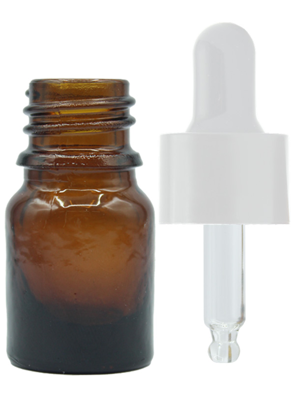 2.5ml Amber Dropper Bottle with Black Dual Wall Dropper with White Teat