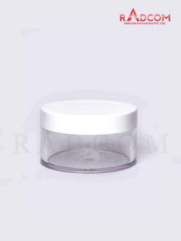 15 GM Clear SAN Cream Jar with Lid and White ABS Cap