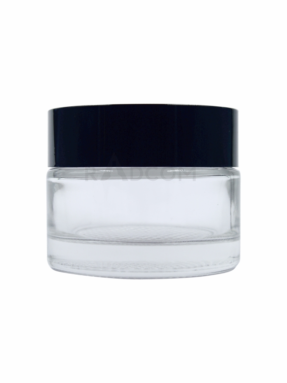 50Gm Clear Plum Jar with Black Plastic Cap and Inner Lid | Cosmetic ...